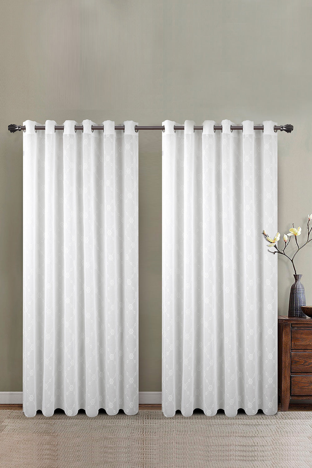 Snow White Embroidered Curtain | GulAhmed