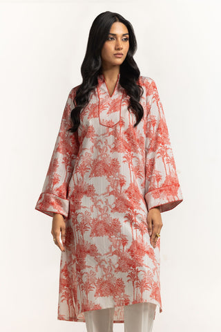 Pink White Dobby Texture Printed Shirt for Women | Gul Ahmed