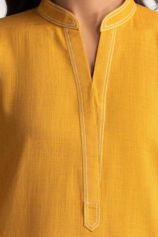 Yellow Two-Tone Herringbone Embroidered Shirt & Trouser | Gul Ahmed