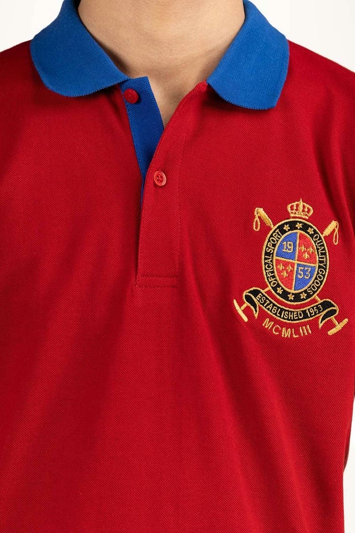 Red Embroidered Polo PS-FPK23-251 | Salt by Ideas